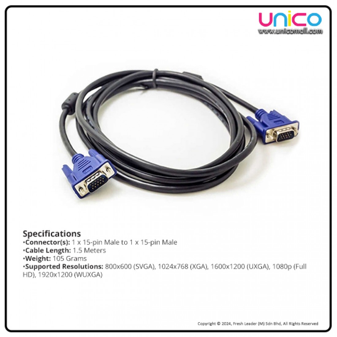 VGA Cable 3+2 Male to Male – Reliable Video Transmission | Buy Online ...