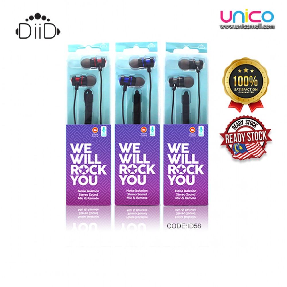 Enhance Your Audio: DIID ID58 Music Earphones with Microphone - Unicomall