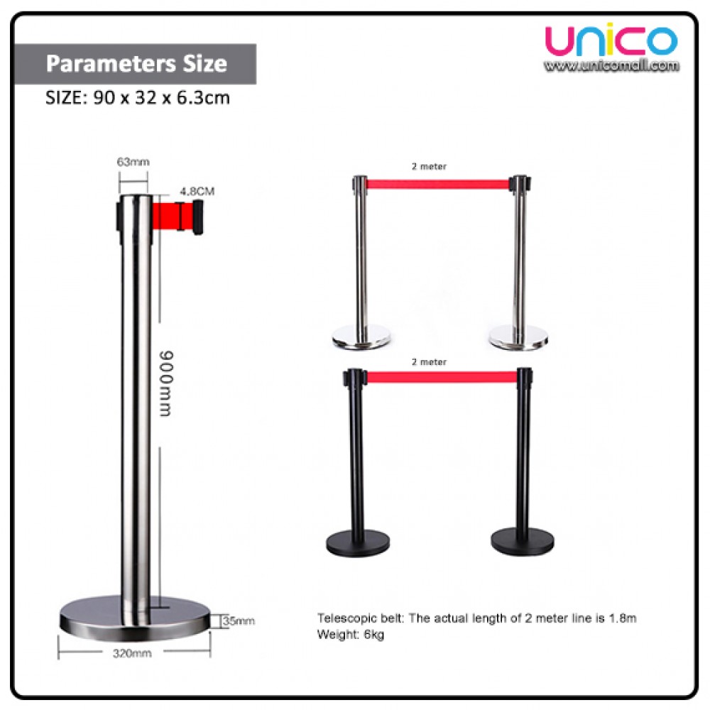 Premium Silver and Black Queue Pole Stand | Stylish Crowd Control ...