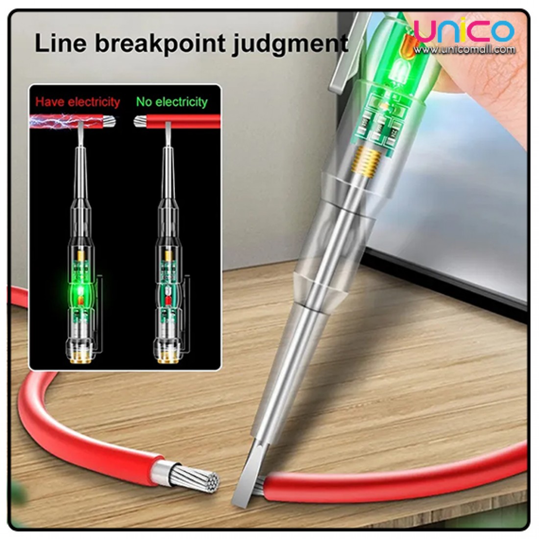 LED Voltage Tester Pen with Straight Screwdriver Head - Unicomall.com