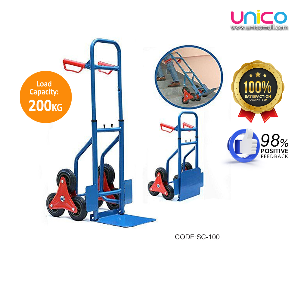 Heavy Duty Stair Climbing Hand Trolley: 3 Wheel Foldable Design | Unicomall