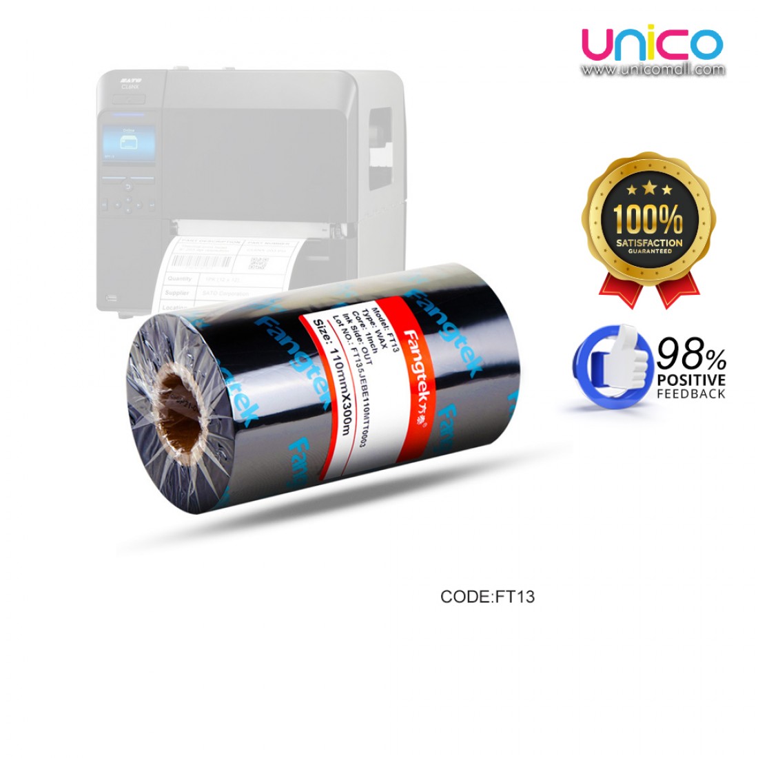 Unicomall's 110mm x 300m Resin Ribbons - Precision Barcode Printing ...