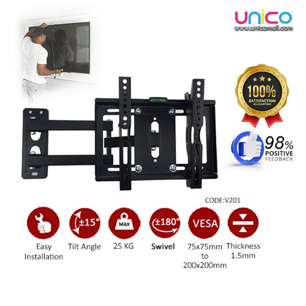 secure-14-42-inch-tv-wall-mount-180-swivel-bracket-unicomall
