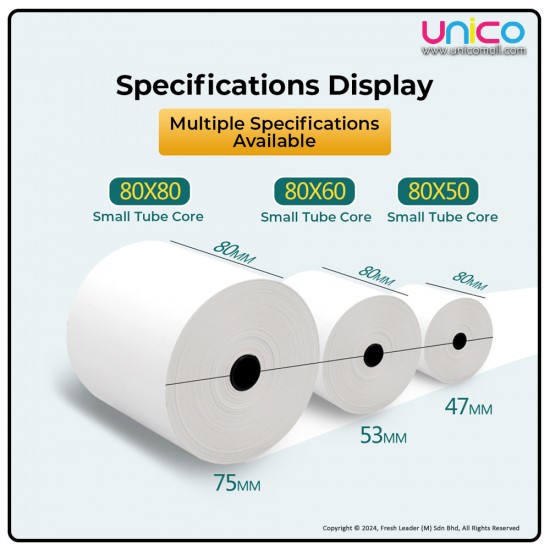 Small Core Thermal Receipt Paper - Unicomall