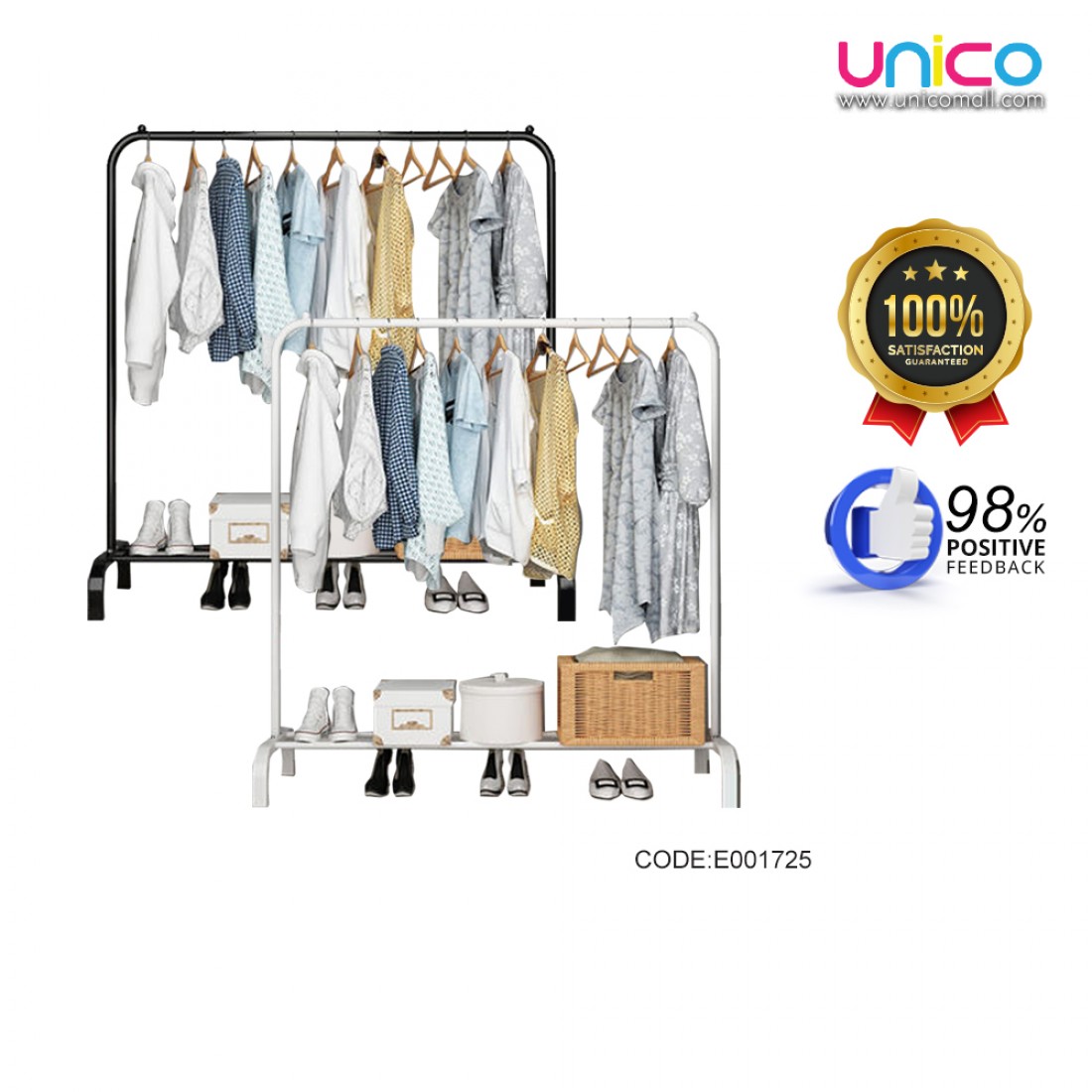Space-Saving Clothes Rack Organizer | Single Pole Design | 150x130x40cm ...