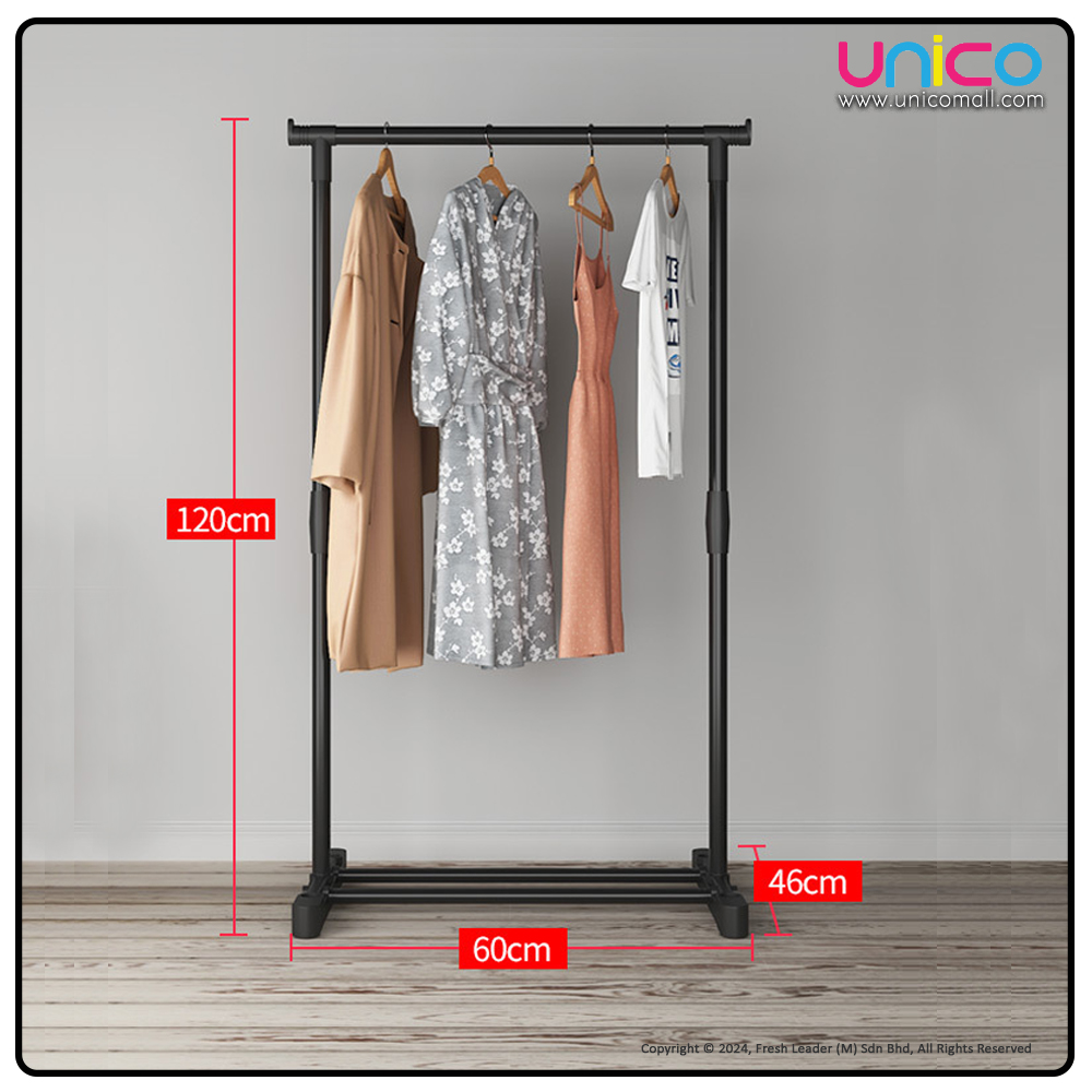 Unicomall Exclusive Single Pole Clothes Rack - 120x60x46cm | Iron Organizer