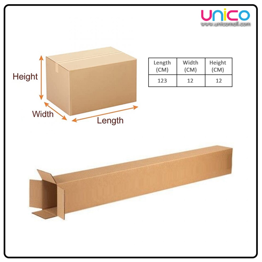 Long Cardboard Shipping Box (123*12*12*cm)